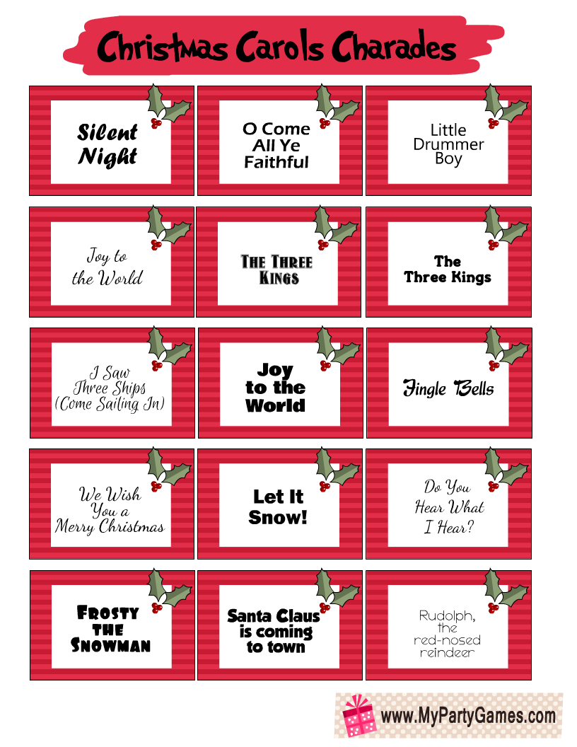 Free Printable Christmas Charades (Cards) Free Printable Christmas Charades (Cards)