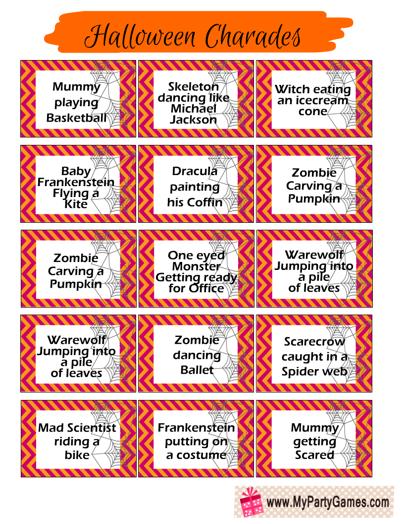 Halloween Charades Printable Halloween Charades Printable