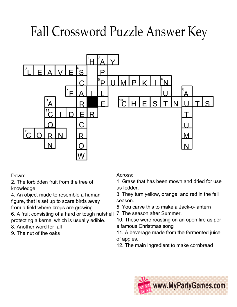Free Printable Fall Crossword Puzzles For Adults Crossword Puzzles 